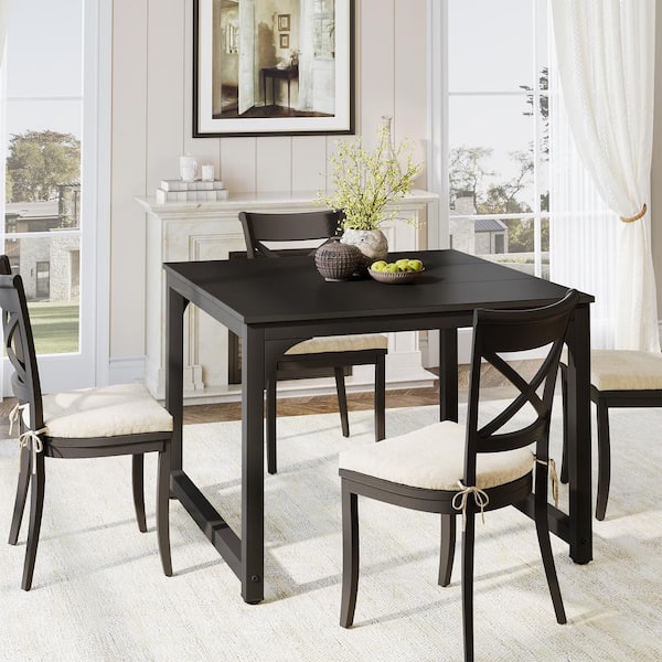 BYBLIGHT Black Wood 41.3 in. 4-Legs Dining Table Seats-2-4, Square ...