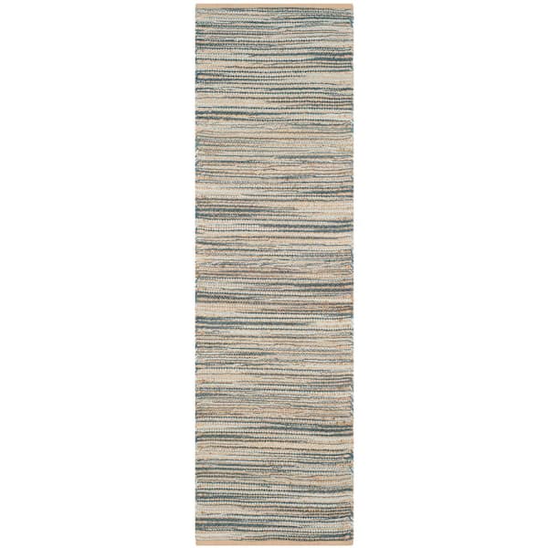 SAFAVIEH Cape Cod Blue 2 ft. x 6 ft. Striped Solid Runner Rug CAP851B ...