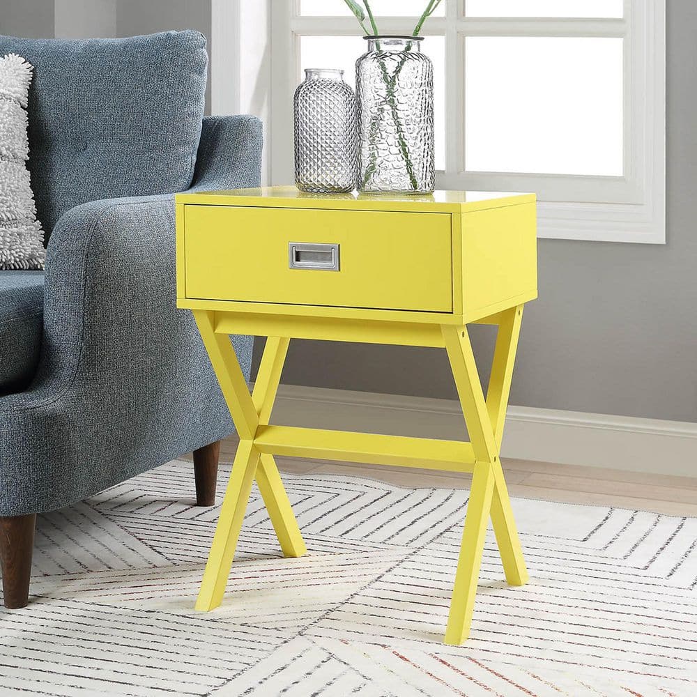 Convenience Concepts Designs2Go 26 in. Yellow Landon End Table S20-257 - The Home Depot