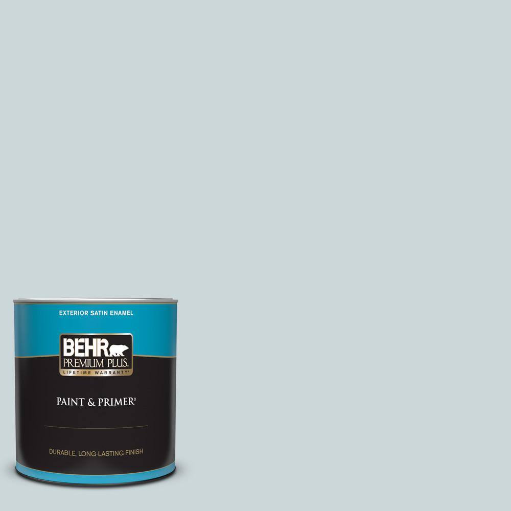 BEHR PREMIUM PLUS 1 qt. #740E-2 Misty Surf Satin Enamel Exterior Paint ...