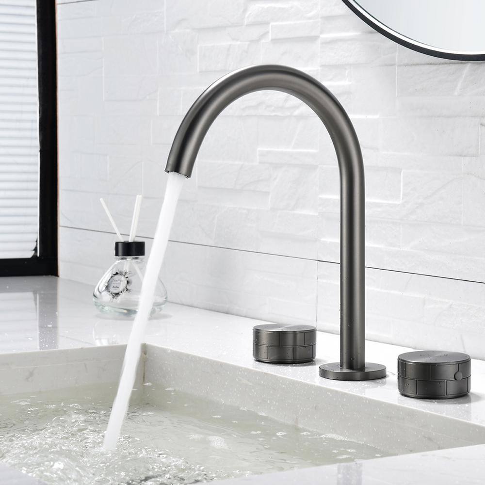 Staykiwi 8 in. Widespread Double Handle Bathroom Faucet in Gunmetal ...