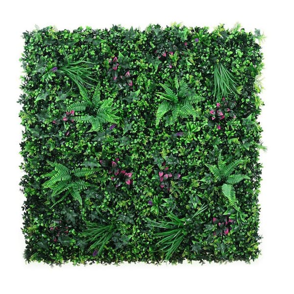 0.1 in. H x 20 in. W Green Artificial Hedge Panel Plant Type UV ...