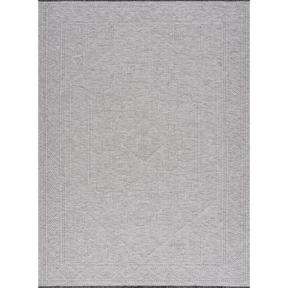 Tayse Rugs Alma Light Gray 8 ft. x 10 ft. Moroccan Machine Washable ...