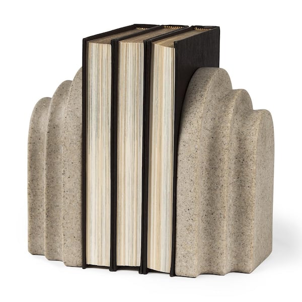 Mercana Empire Sandstone Resin Arc Book End Set 70182 - The Home Depot