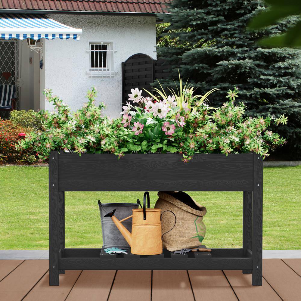 JEAREY 45 in. x 18 in. x 29 in. Outdoor Plastic Raised Garden Bed in ...