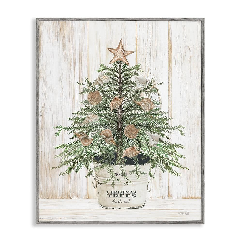 Stupell Industries Rustic Seashell Christmas Tree by Cindy Jacobs ...