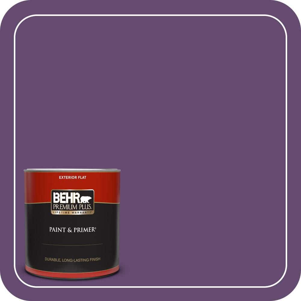 BEHR PREMIUM PLUS 1 qt. #S-G-670 Deep Violet Flat Exterior Paint ...