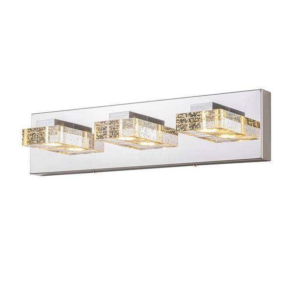 Rennnsan Eileen 18.1 in. 3-Light Chrome Modern Crystal Integrated LED ...