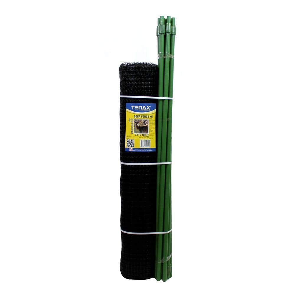 Tenax 84 in. x 100 ft. Plastic Deer Fence Kit with Green Poles 2A130002 ...