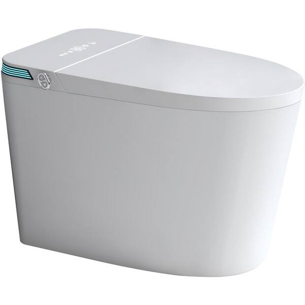 MEDUNJESS Elongated 1.28 GPF Smart Bidet Toilet in White with Auto Open/Close/Flush, Heated Seat ...
