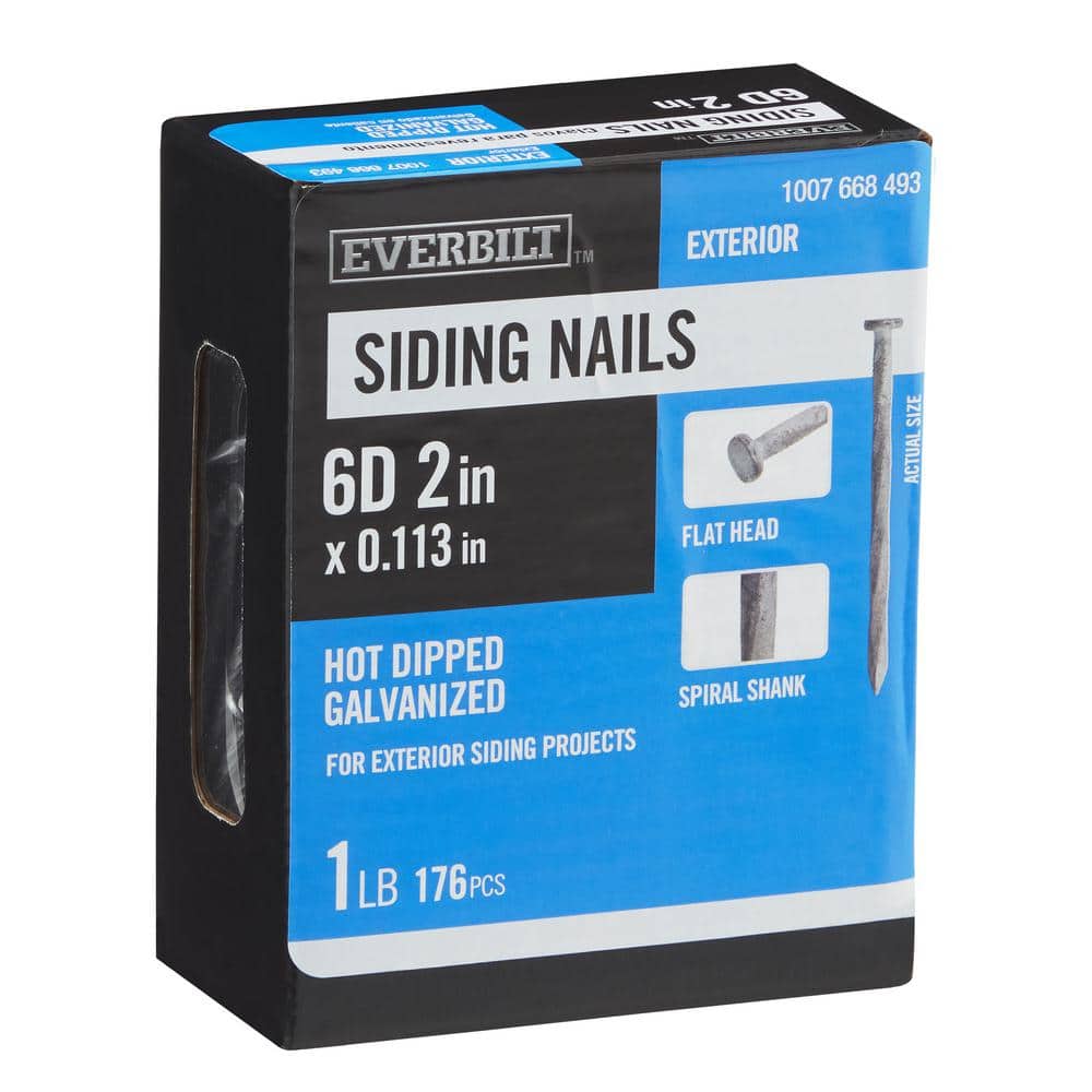 Everbilt 2 in. x 6D Hot Dipped Galvanized Siding Nails 1 lb. (176-Count ...