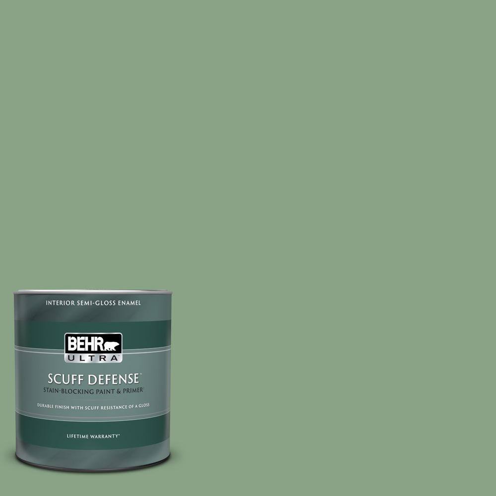 BEHR ULTRA 1 qt. #S400-5 Gallery Green Extra Durable Semi-Gloss Enamel ...