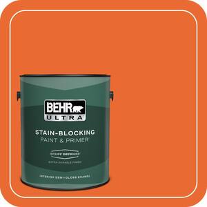 BEHR PREMIUM PLUS 1 gal. #220B-7 Electric Orange Hi-Gloss Enamel ...