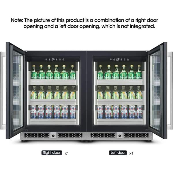 22 in. Single Zone Beverage and Wine Cooler in Stainless Steel Built In Freestanding Refrigerator with Glass Door
