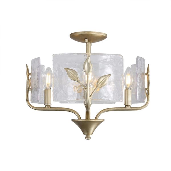 Golden Lighting Bloem 16 in. 4 Light White Gold Modern Semi-Flush Mount ...