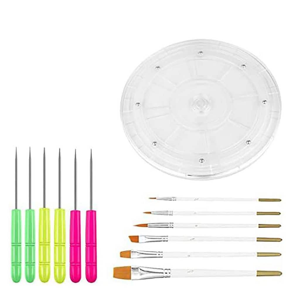 Round Acrylic Cookie Turntable 8 in. with 6 Decorating Brushes and 6 ...