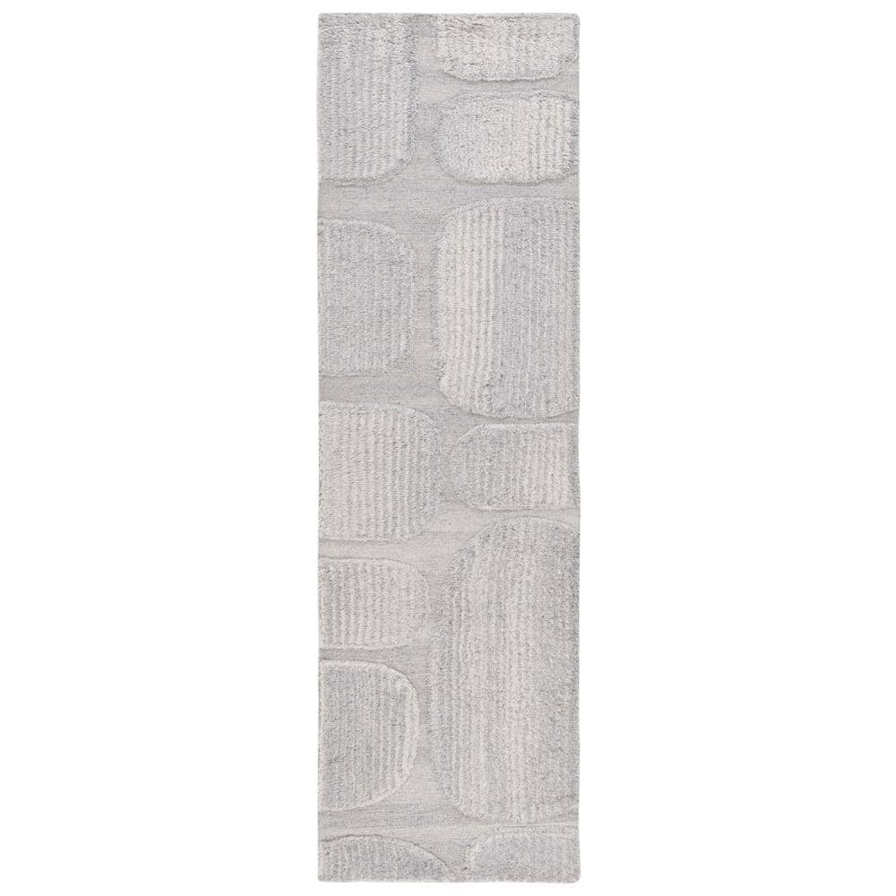 SAFAVIEH Manhattan Gray 2 ft. x 8 ft. Geometric Runner Rug MAN550F-28 ...