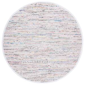 SAFAVIEH Rag Rug Ivory/Multi 8 ft. x 10 ft. Gradient Striped Area Rug ...