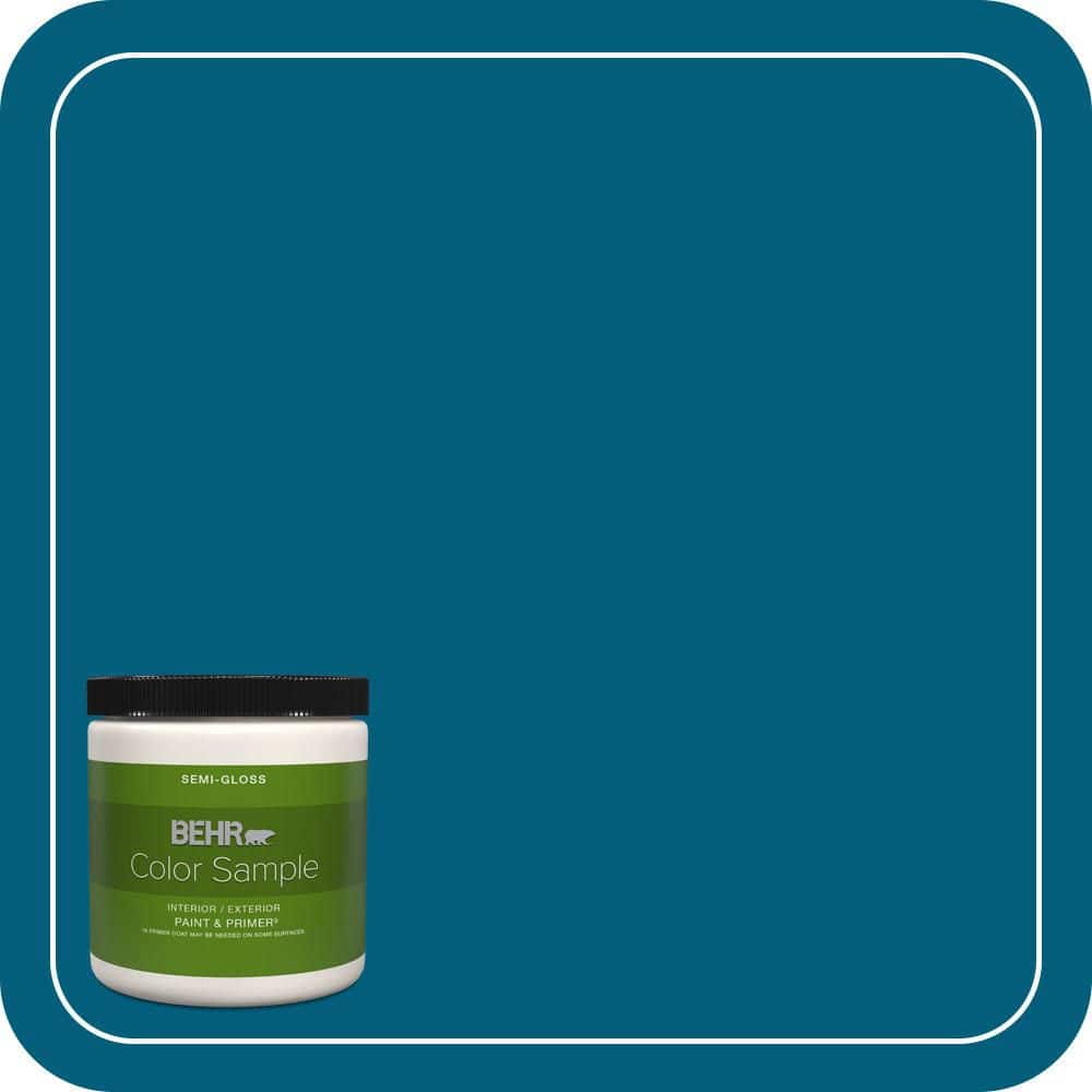 BEHR PREMIUM PLUS 8 oz. #MQ5-62 Blue Edge Semi-Gloss Interior/Exterior ...