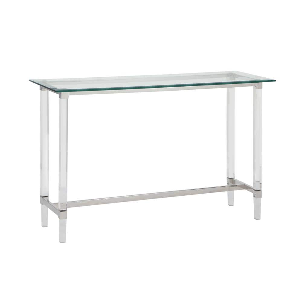 Best Quality Furniture Elsy 48 in. Rectangle Clear Glass Top Console ...