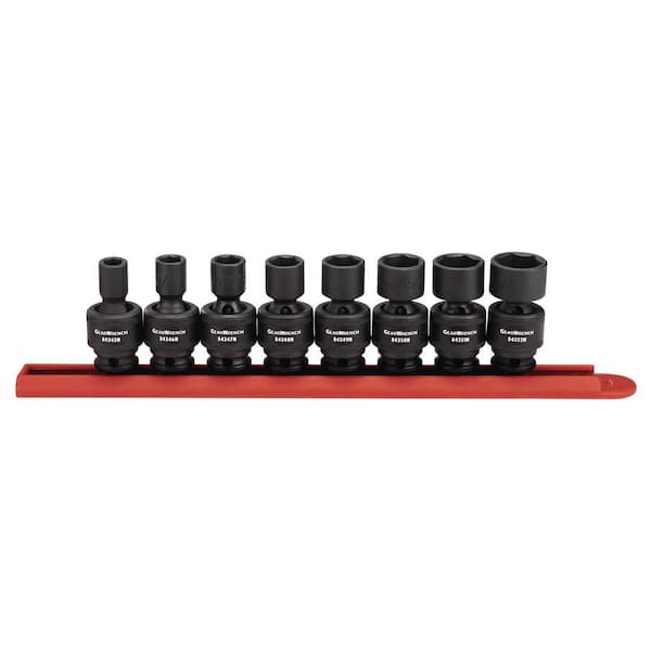 GEARWRENCH 3/8 in. Drive 6-Point SAE Standard Impact Socket Set (8 ...
