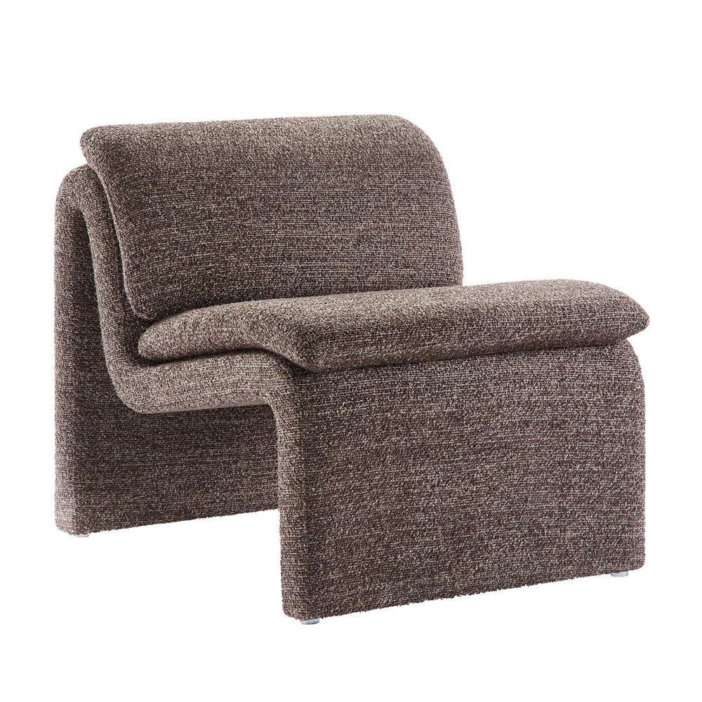 MODWAY Lume Curved Lounge Chair in Antique Polyester Boucle Fabric EEI ...