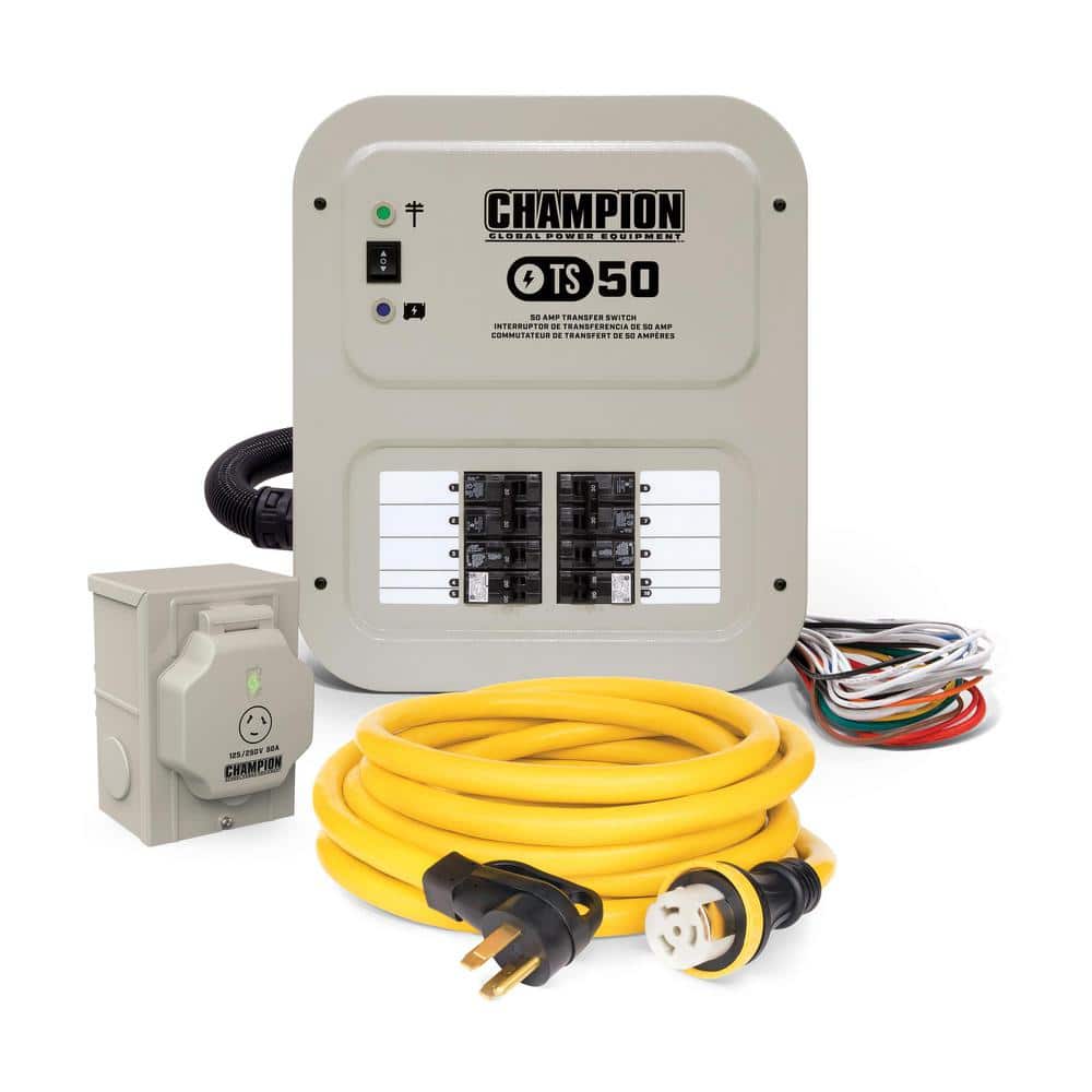 Champion Power Equipment 50 Amp 10 Circuit Manual Transfer Switch with ...