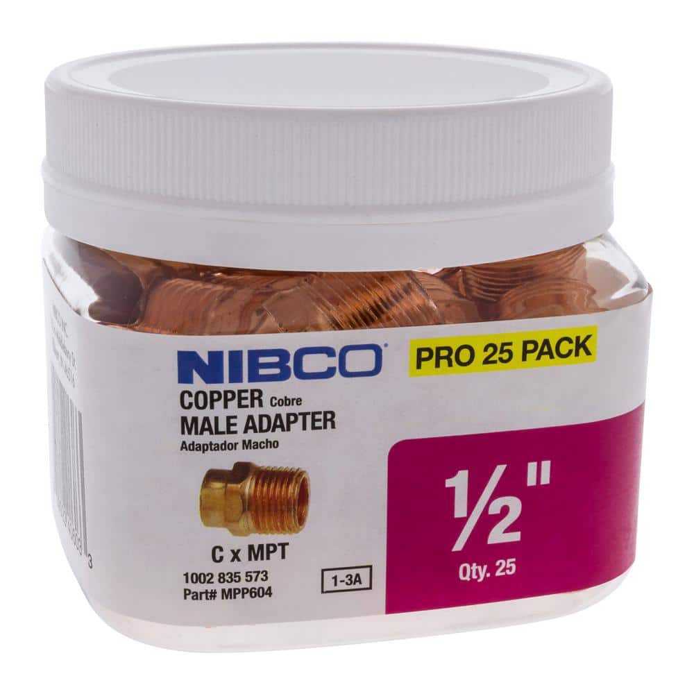 Everbilt 604 1/2 in. x 1/2 in. Wrot Copper Cup X MIP Adapter Pro Pack ...