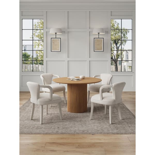 Manhattan Comfort Hathaway and Palmer 5-Piece Round Natural and Ivory ...