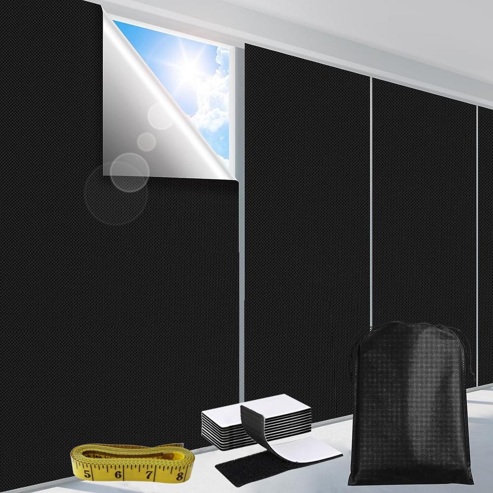 Shatex 118" x 57" 100% Blackout Fabric Window Shades Portable Temporary ...