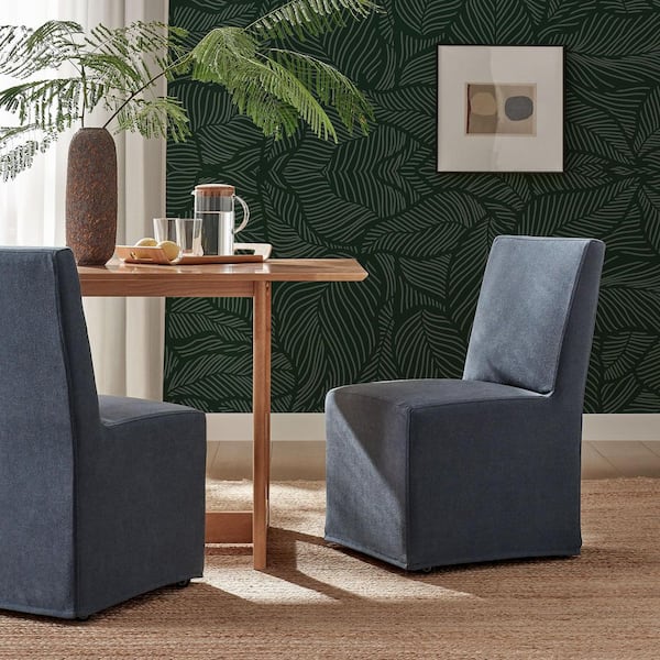 MODWAY Tessera Upholstered Linen-Blend Slipcovered Dining Chair in ...