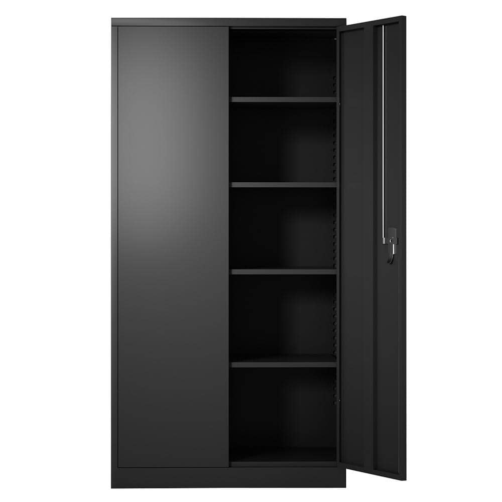 Buy 72 in. Tall Black Metal Storage Cabinet with 2-Doors and 4-Shelves ...
