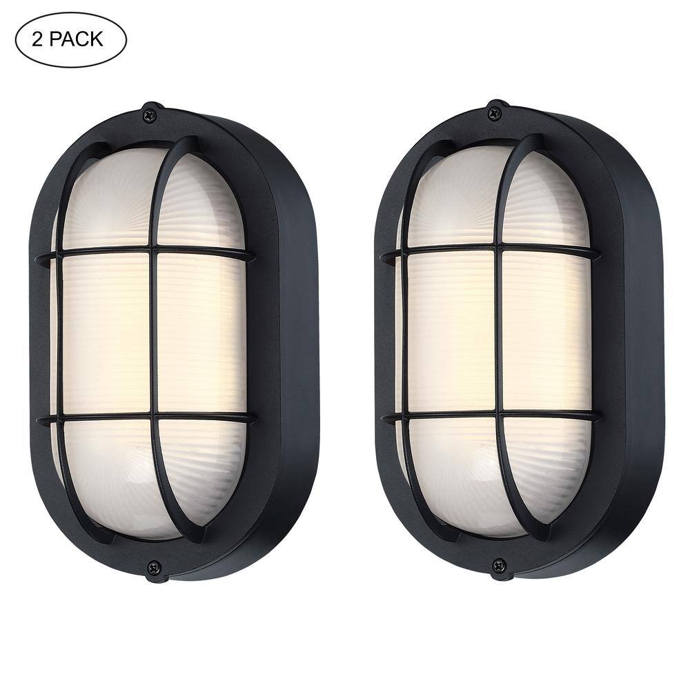Reviews for Hukoro Ali Textured Black Integrated LED Outdoor bulkhead ...