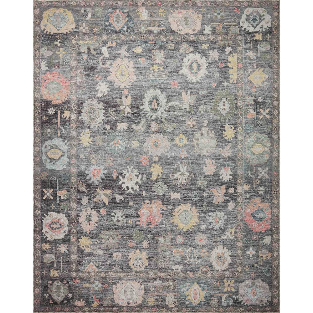 LOLOI II Elysium Charcoal/Multi 3 ft. x 3 ft. Round Printed Vintage ...