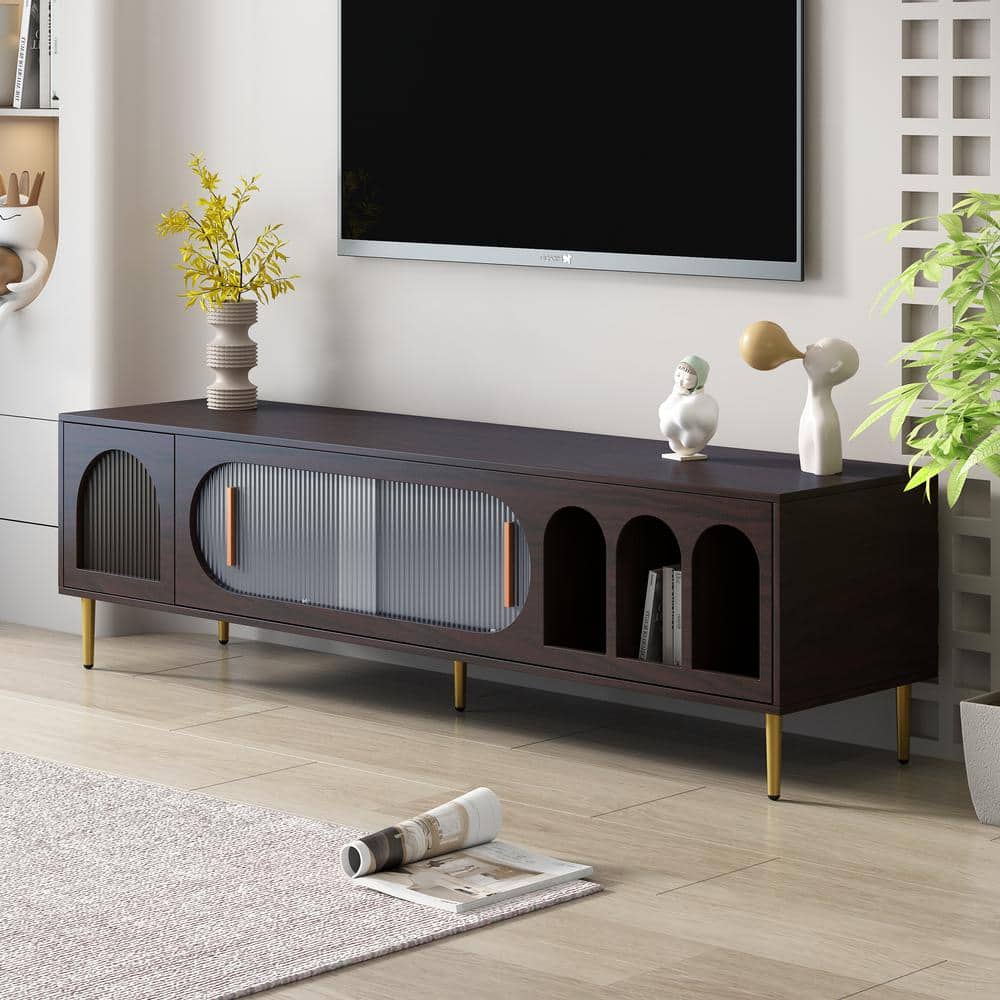 Polibi Modern TV Console, TV Stand Fits TV's up to 70 in. with 3 ...