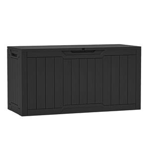 85 Gal. Black Resin Deck Box with Padlock for Patio Furniture Cushions ...