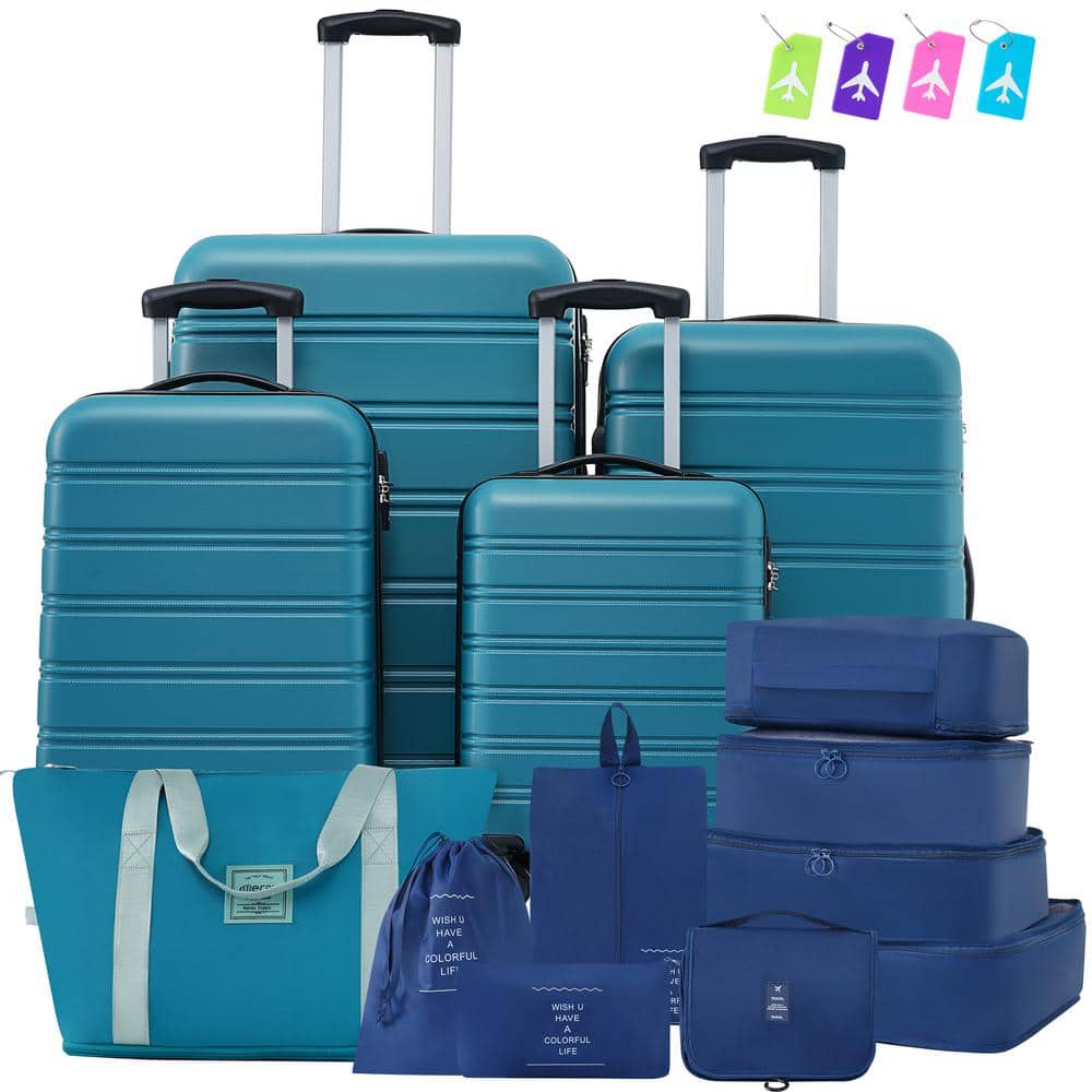 Merax 5-Piece Blue Expandable ABS Hardshell Spinner 16 in. 20 in. 24 in ...