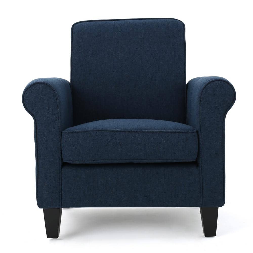 Noble House Freemont Dark Blue Fabric Club Chair (Set of 1) 10994 - The ...
