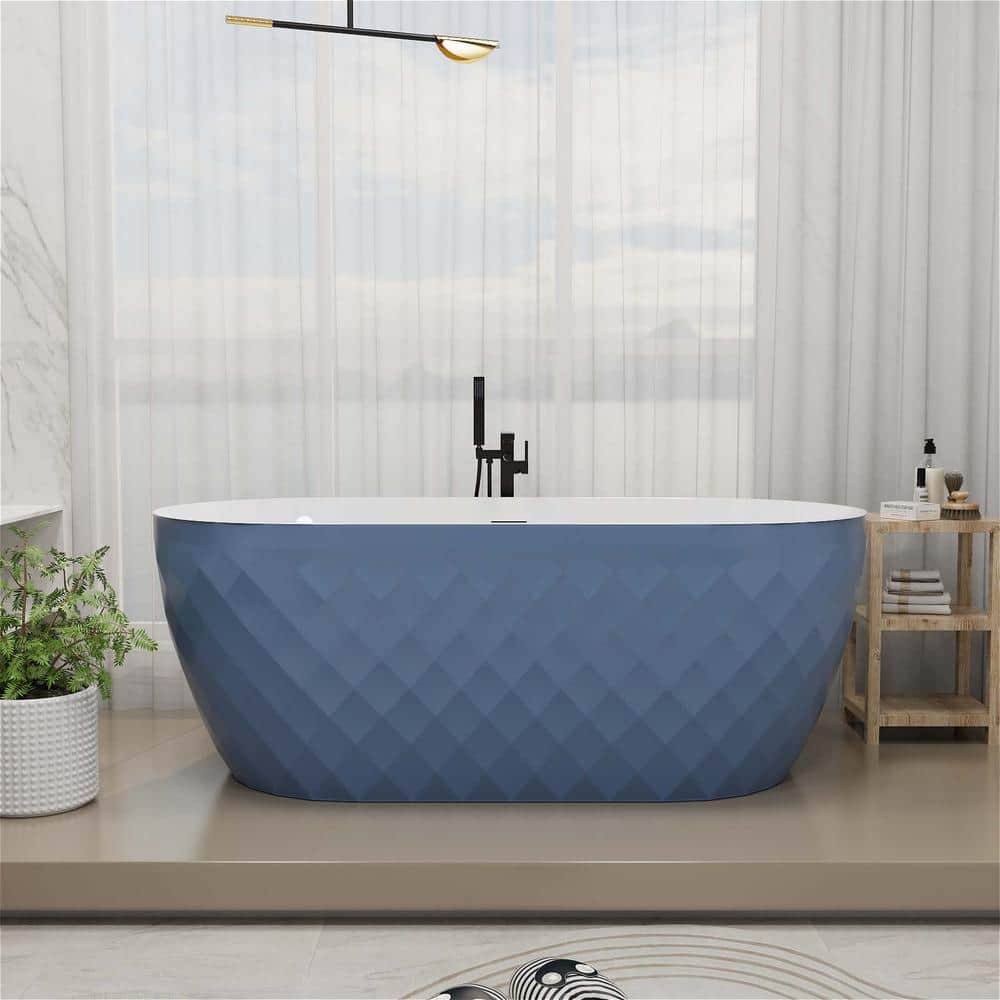 Mokleba 59 in. x 28 in. Acrylic Flat Bottom Non-Whirlpool Soaking ...