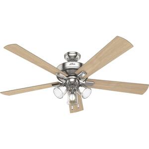 Hunter Crestfield 52 in. LED Indoor Brushed Nickel Ceiling Fan with 3 ...