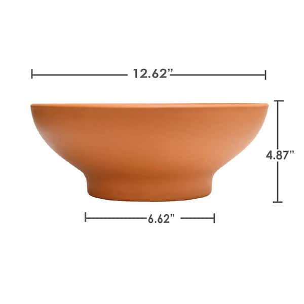 Vigoro Indoor Terra Cotta Ceramic Low Bowl Planter (12 in. L x 12.44 in ...