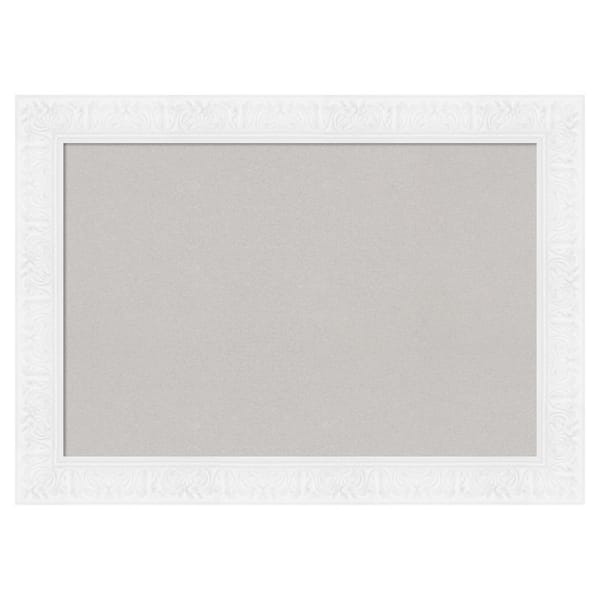 Amanti Art Luxe White 43 in. x 31 in. Poly Framed Grey Cork Memo Board ...