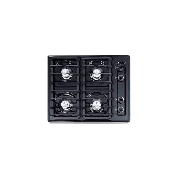 Summit Appliance 24 in. Wide Gas Cooktop in Black with 4 Burners ...