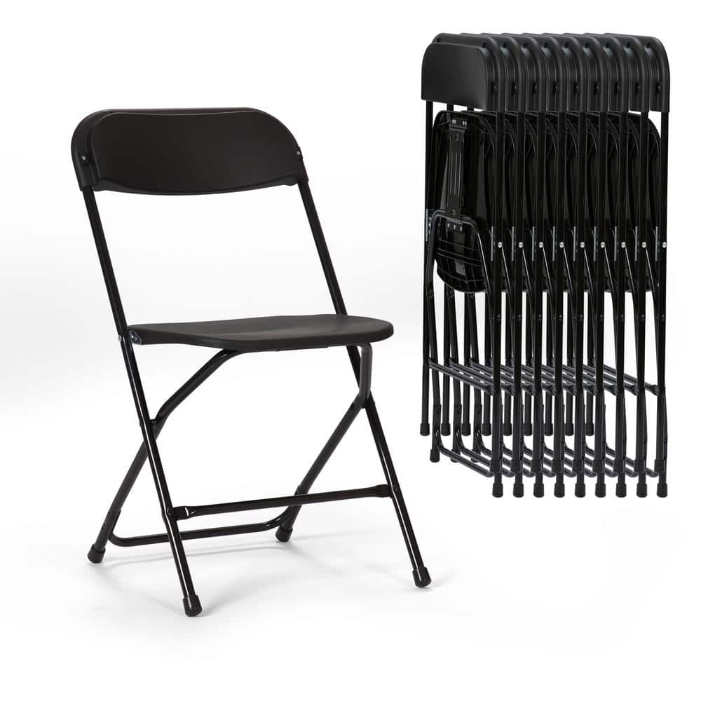 Jinseed Black Plastic Folding Chair 350 lbs. Capacity for Events Office ...