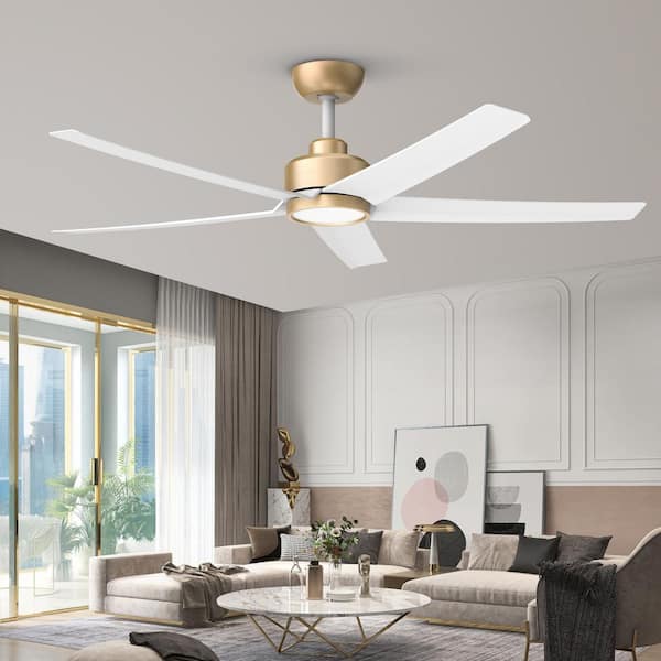 QRMOK 52 in. Indoor, Outdoor White LED Ceiling Fan with Remote ...