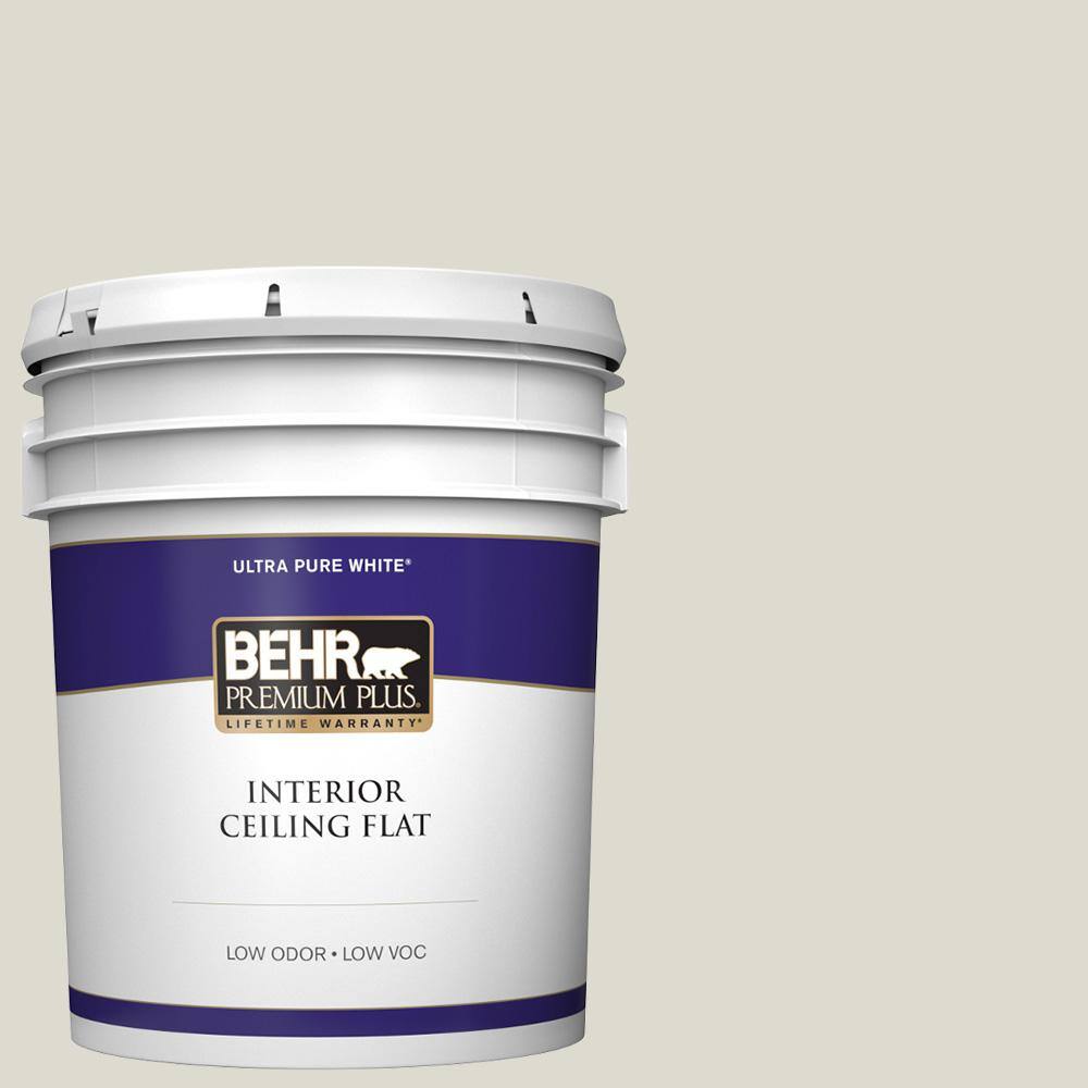 BEHR PREMIUM PLUS 5 gal. #GR-W11 Silver Ash Ceiling Flat Interior Paint ...