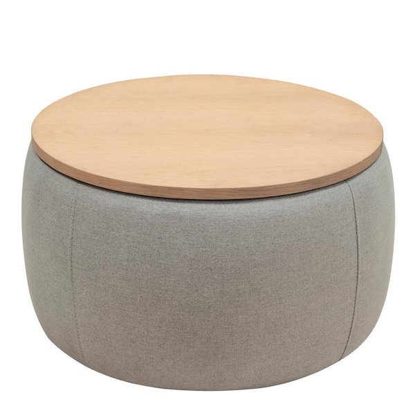 Light Grey Round Storage Ottoman SN808C-58 - The Home Depot