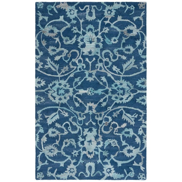 SAFAVIEH Anatolia 4 ft. x 6 ft. Navy Traditional Garden Area Rug AN401N ...