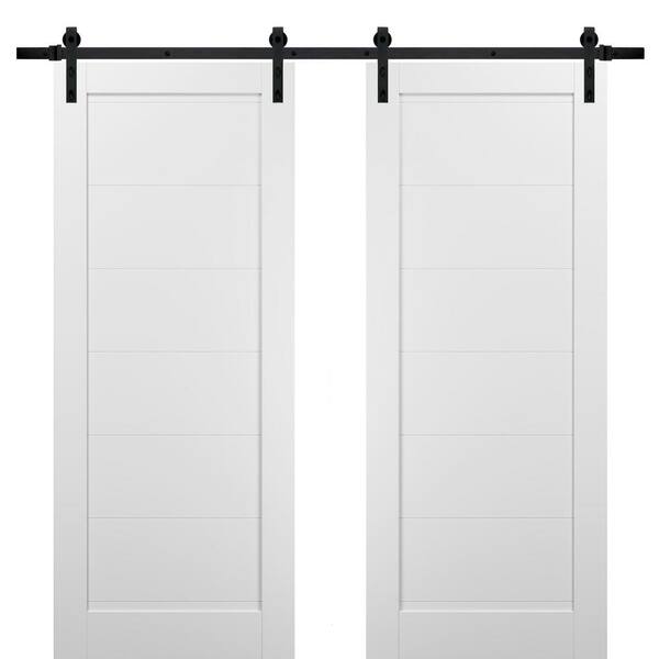 Sartodoors 32 in. x 96 in. 2 Panel White Solid Wood Sliding Barn Door ...