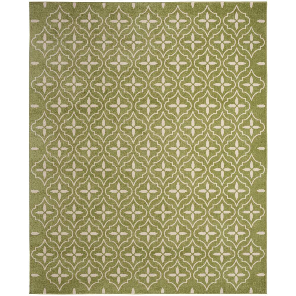 Nourison Essentials Green Ivory 5 ft. x 7 ft. Moroccan Contemporary ...